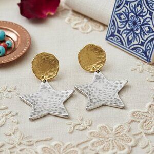 NKULTD | Jewelry | Celestial Boho Mixed Metal Star Set Hammered Gold ...